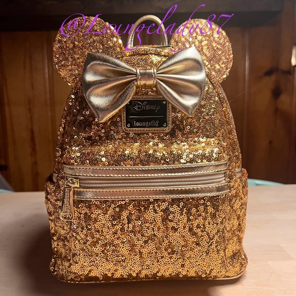 Loungefly | Bags | Nwt Loungefly Disney Gold Sequin Mini Backpack Hard ...